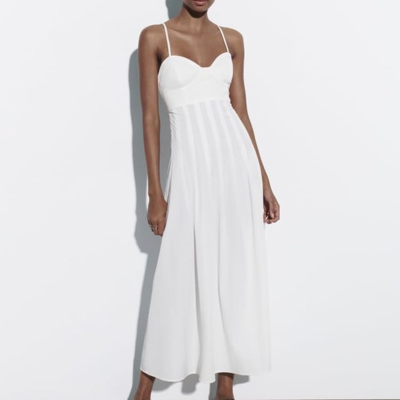Zara | Dresses | Nwt Zara Poplin Midi Dress White Ref 947966 L Xl 90 | Poshmark